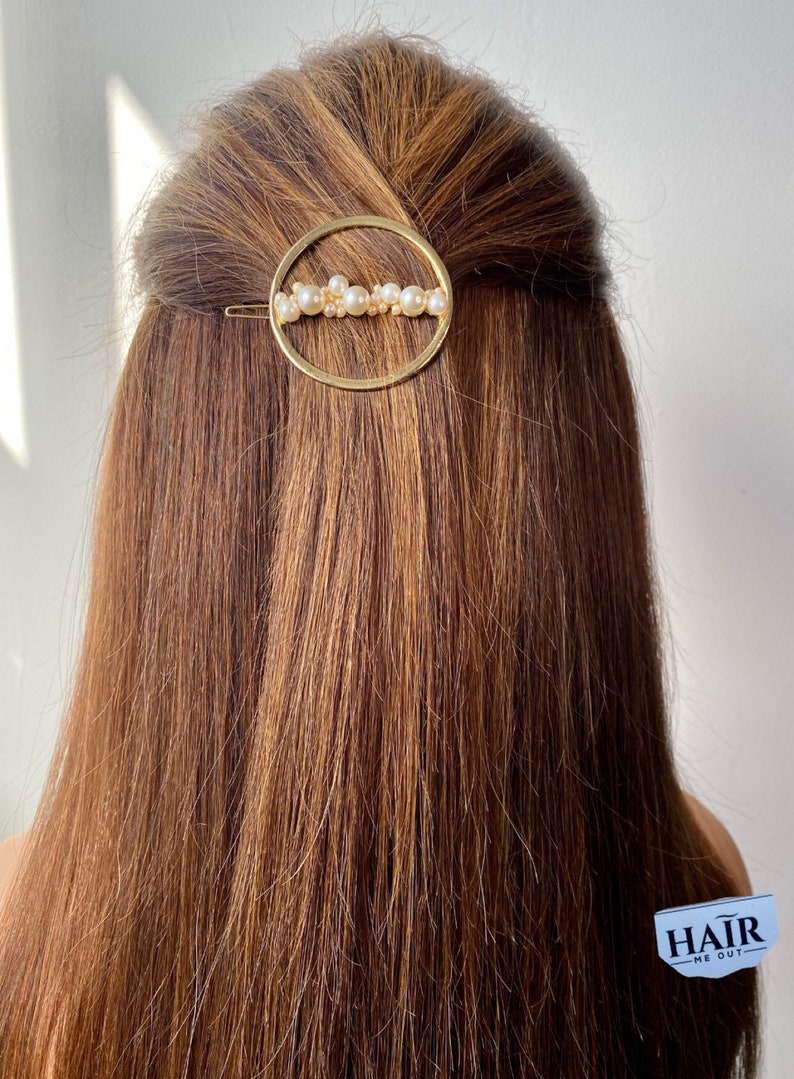 Gold Circle Round Hair Clip With Pearl Clusters - Etsy UK