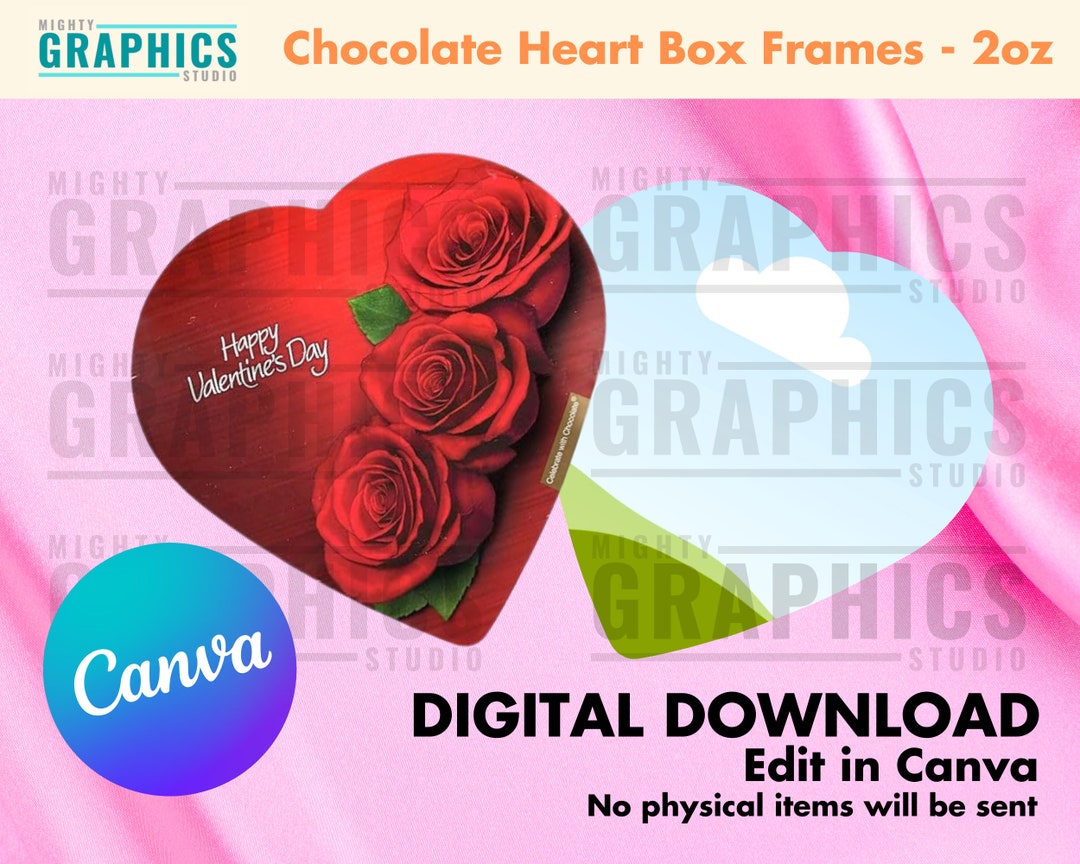 Chocolate Heart Label Template for 2oz/1.6oz ECC Editable Treat Box ...