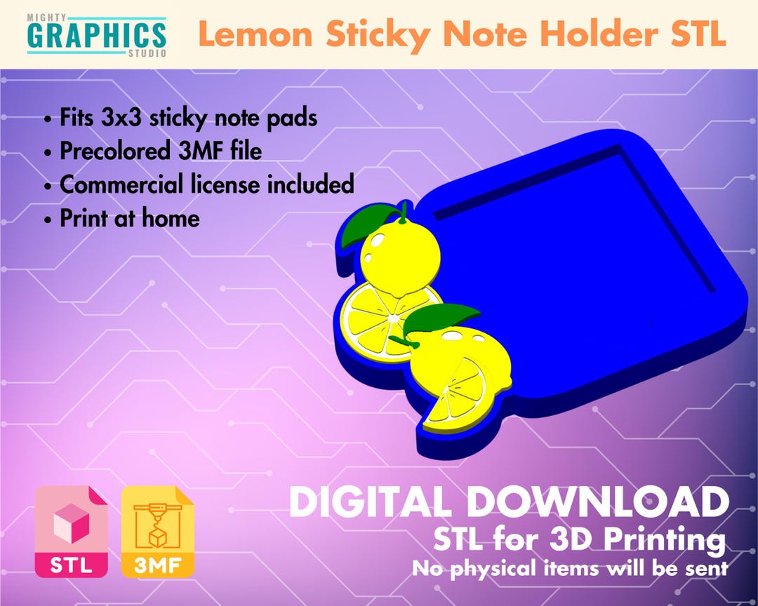 Sticky Note Holder Lemon Stl for 3d Printing File - Etsy