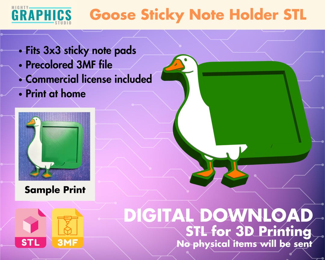 Sticky Note Holder Porch Goose Stl for 3d Printing File - Etsy