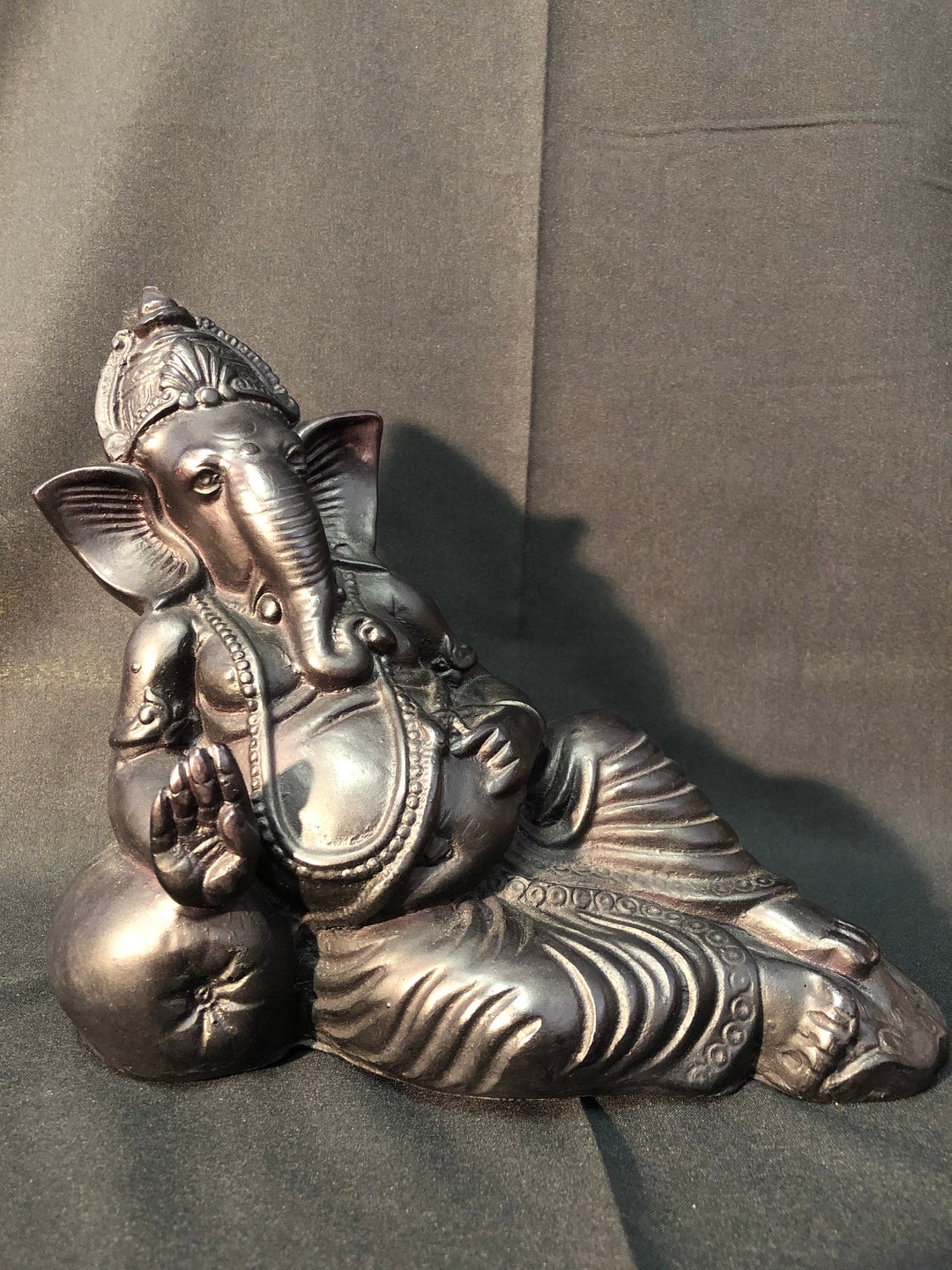 Ganesh Sleeping, Wood Statue/resin Ganesha Indian Crafts - Etsy