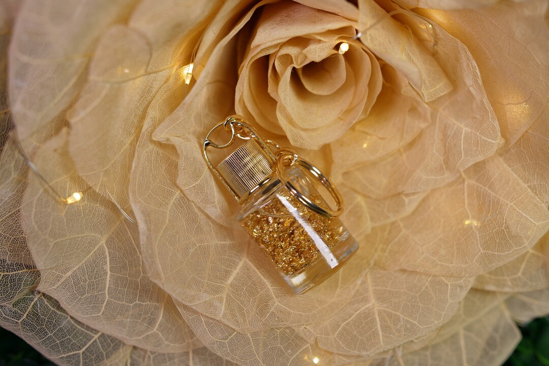 Gold Leaf Liquid Keychain - Etsy