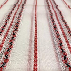 Vintage Fabric Semi Sheer Dimity Stripe Stripes Floral Leno Weave 1 Yd ...