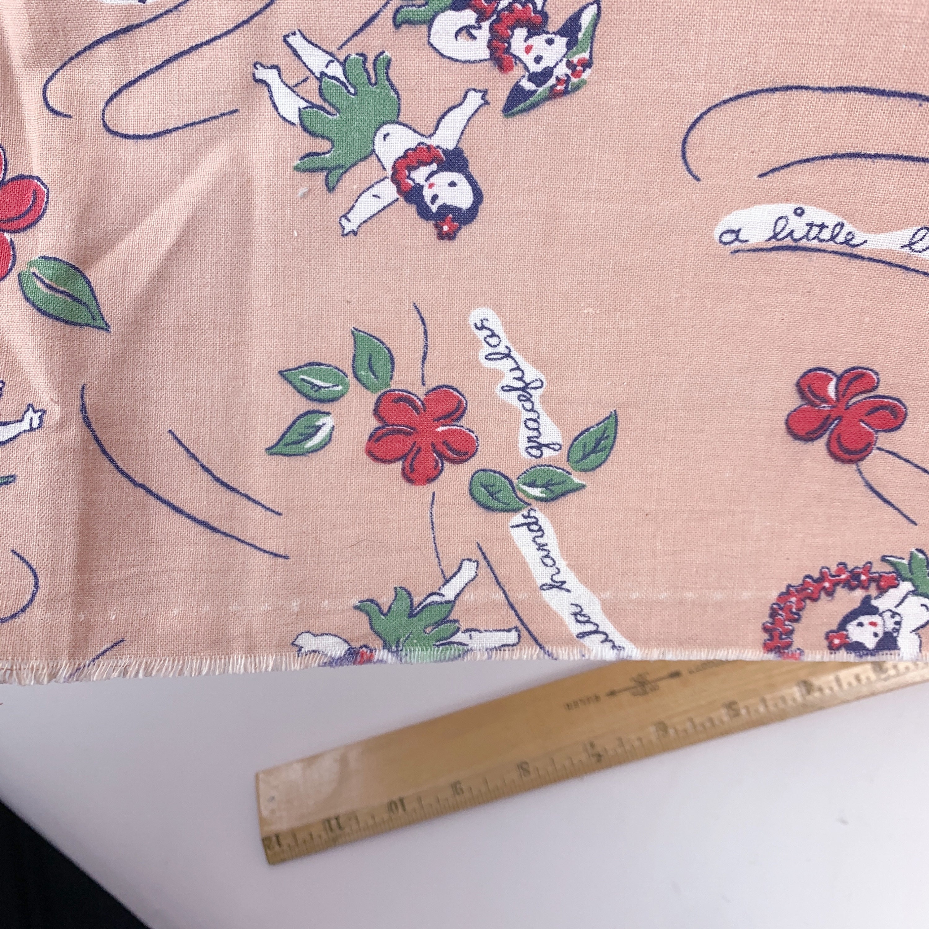 Hula Girl Manuela Boy Hawaii Feedsack Rare True Vintage 1940's Fabric ...