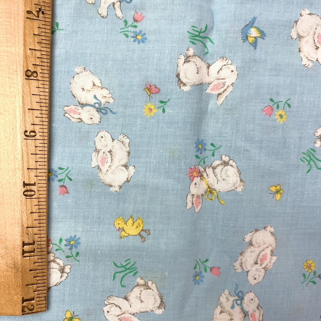 Vintage Fabric Cranston VIP 90s Bunny Rabbit Bunnies Chicks Spring ...