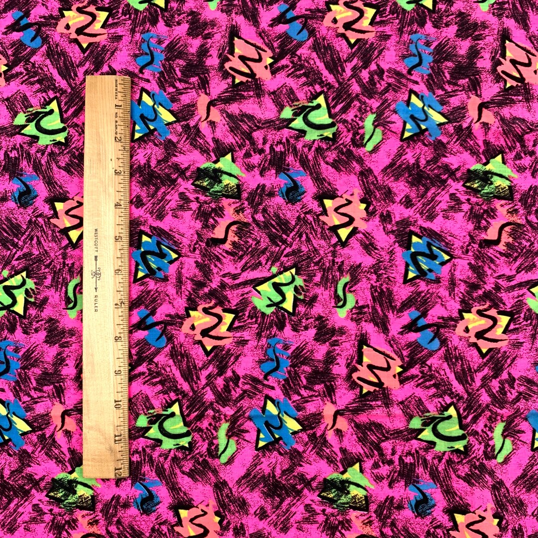 Vintage Fabric 90s Rad Saved by the Bell Lisa Frank Neon Squiggles ...