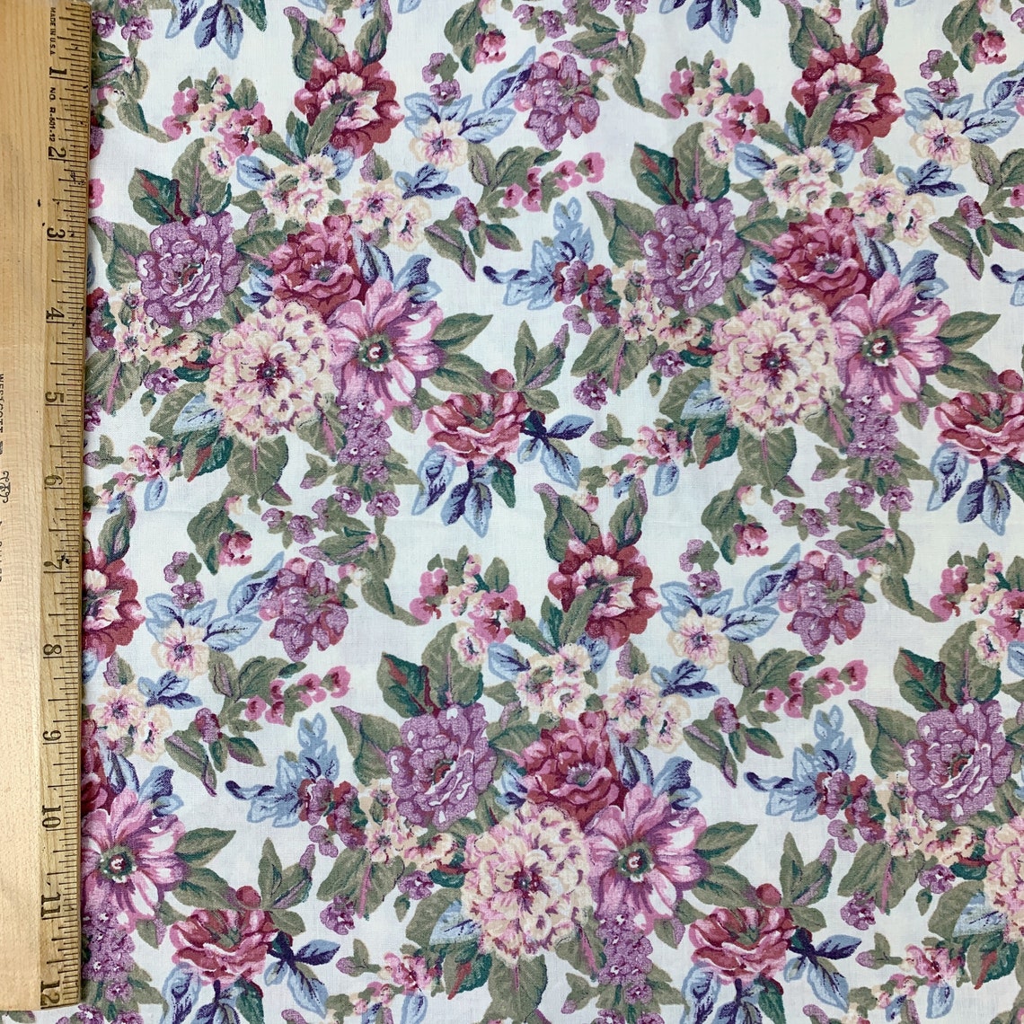 Vintage Fabric Shabby Chic Country Floral Flowers 2.5 Yds X - Etsy
