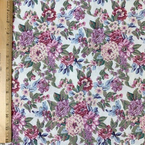 Vintage Fabric Shabby Chic Country Floral Flowers 2.5 Yds X 45" Cream ...