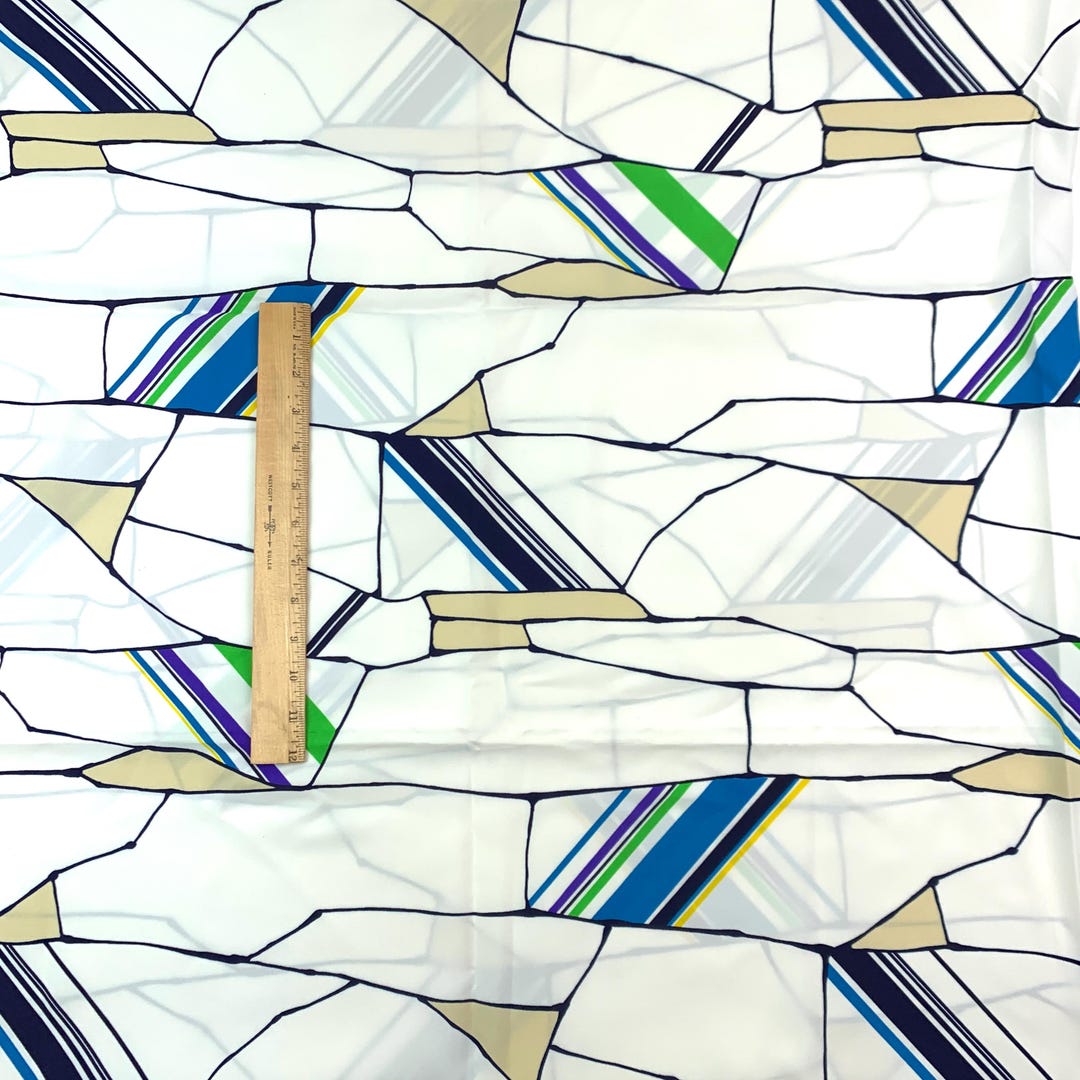 Vintage Fabric Toyobo It's A Good Life Original Print Geometric Mod ...