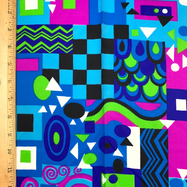 Vintage Fabric 80s Cranston VIP Wild Rad Geometric Dress Fabric Drapey ...