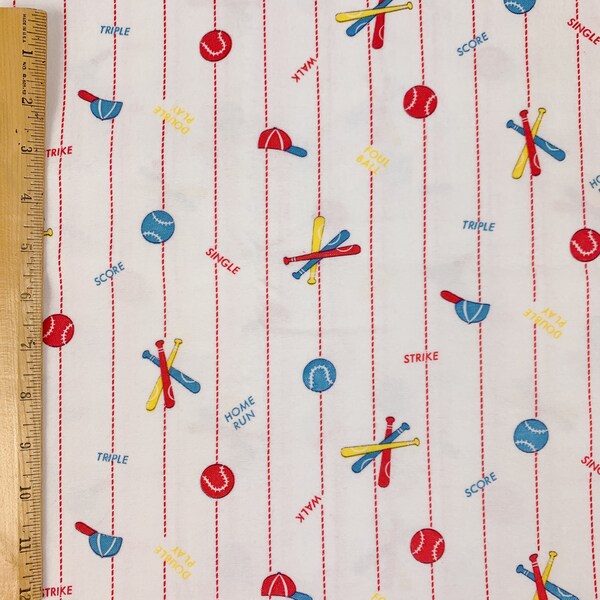 Baseball Themed Cotton Fabric - Etsy