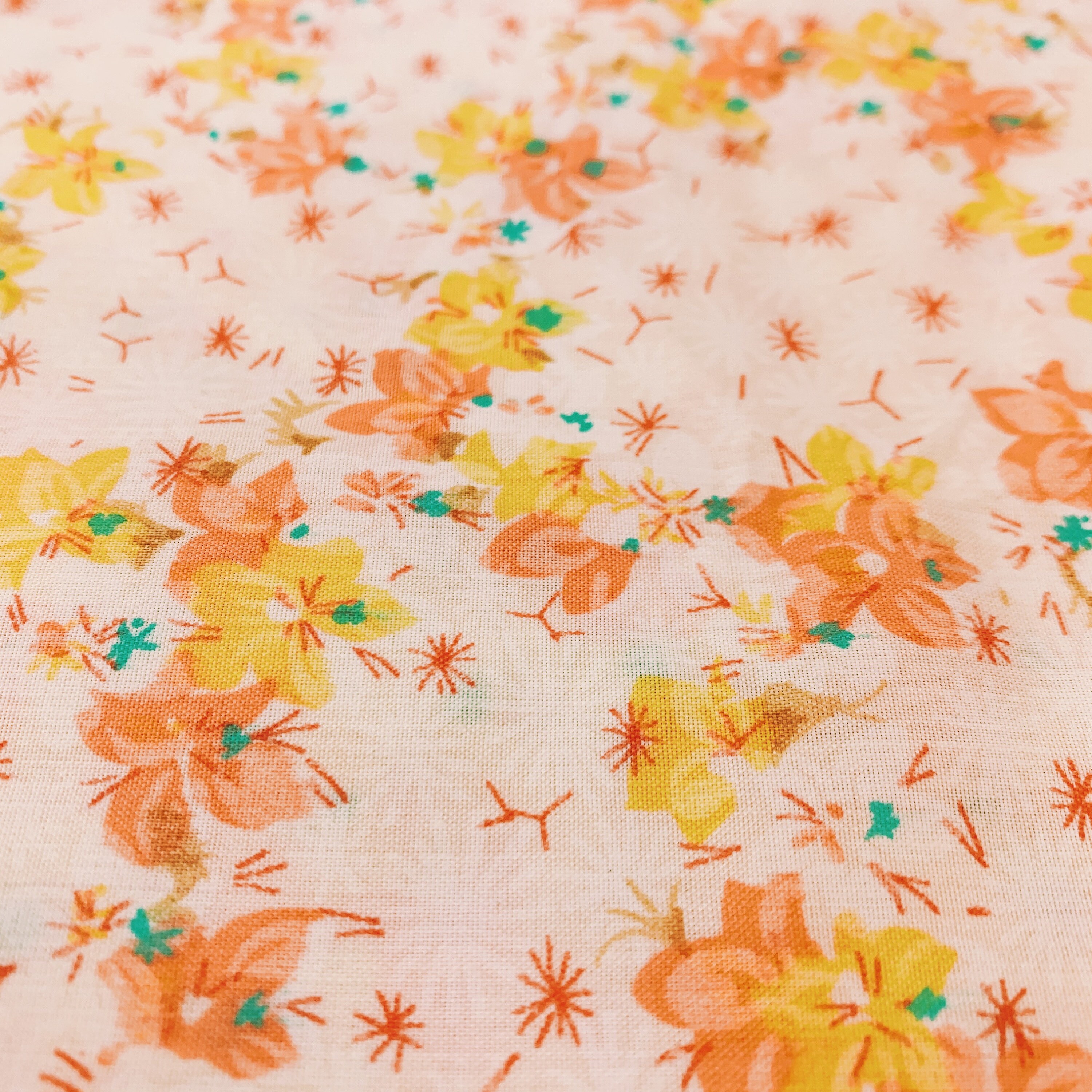 Vintage Fabric Peach Floral Flowers Print 1 Yd 5 X - Etsy UK