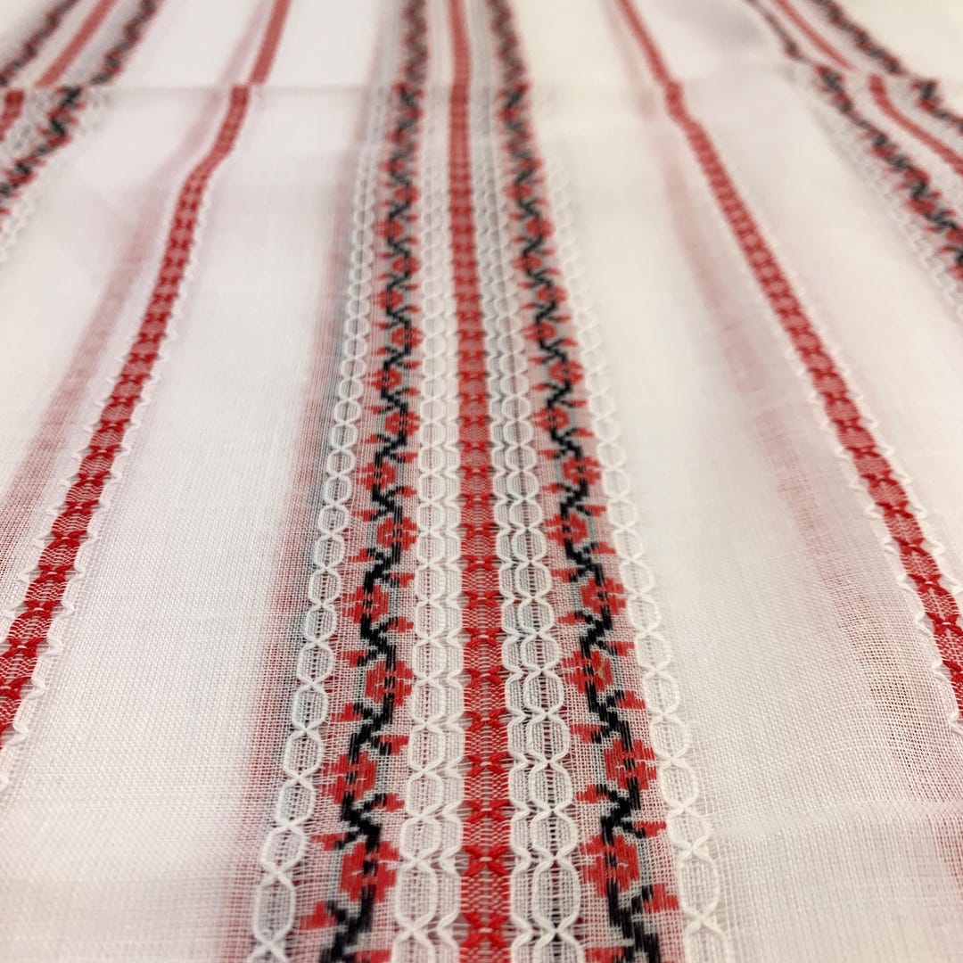 Vintage Fabric Semi Sheer Dimity Stripe Stripes Floral Leno Weave 1 Yd ...