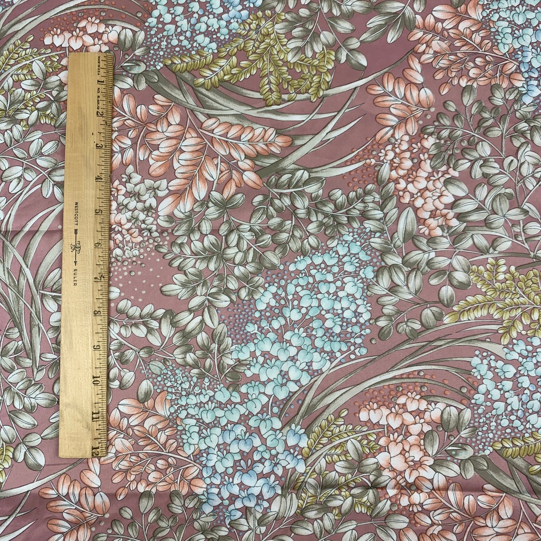 Vintage Fabric Merry Mary Slick Dress Fabric Flowers Floral 2 Yds + 17 ...