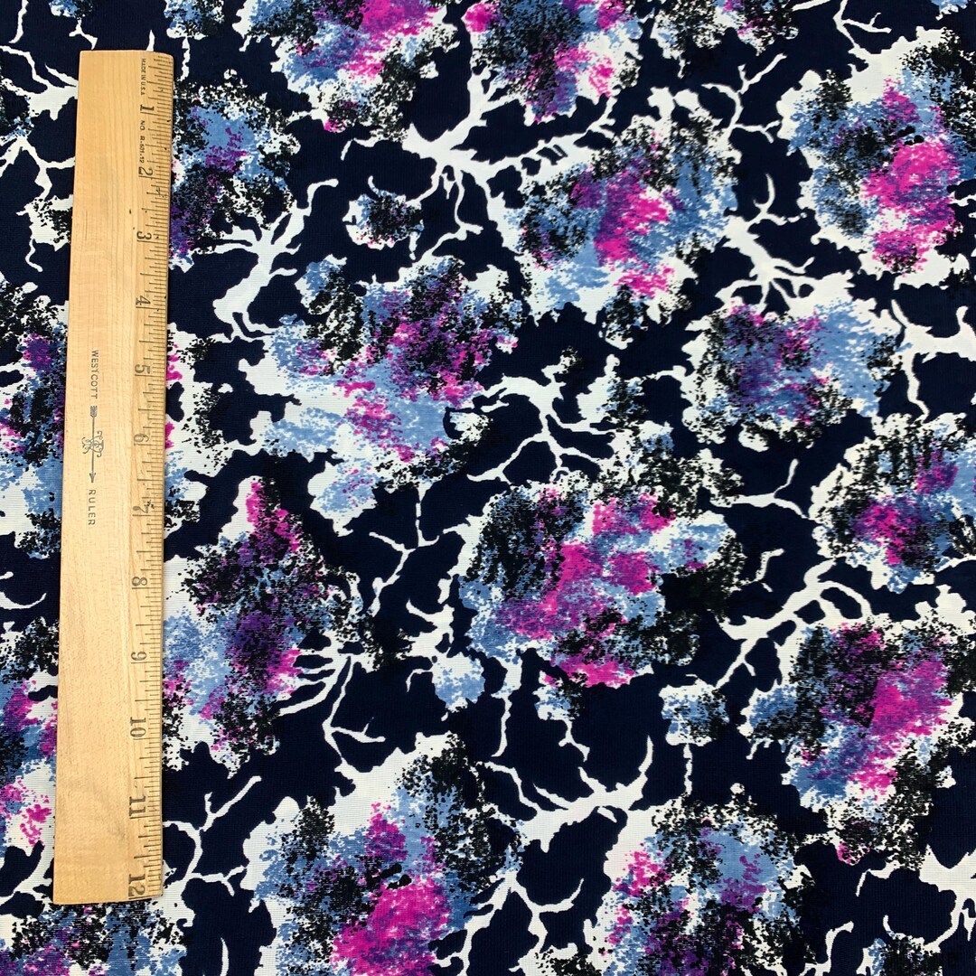 Vintage Dress Fabric 80s Marble Abstract Slick Stretch Unique Artsy BTY ...