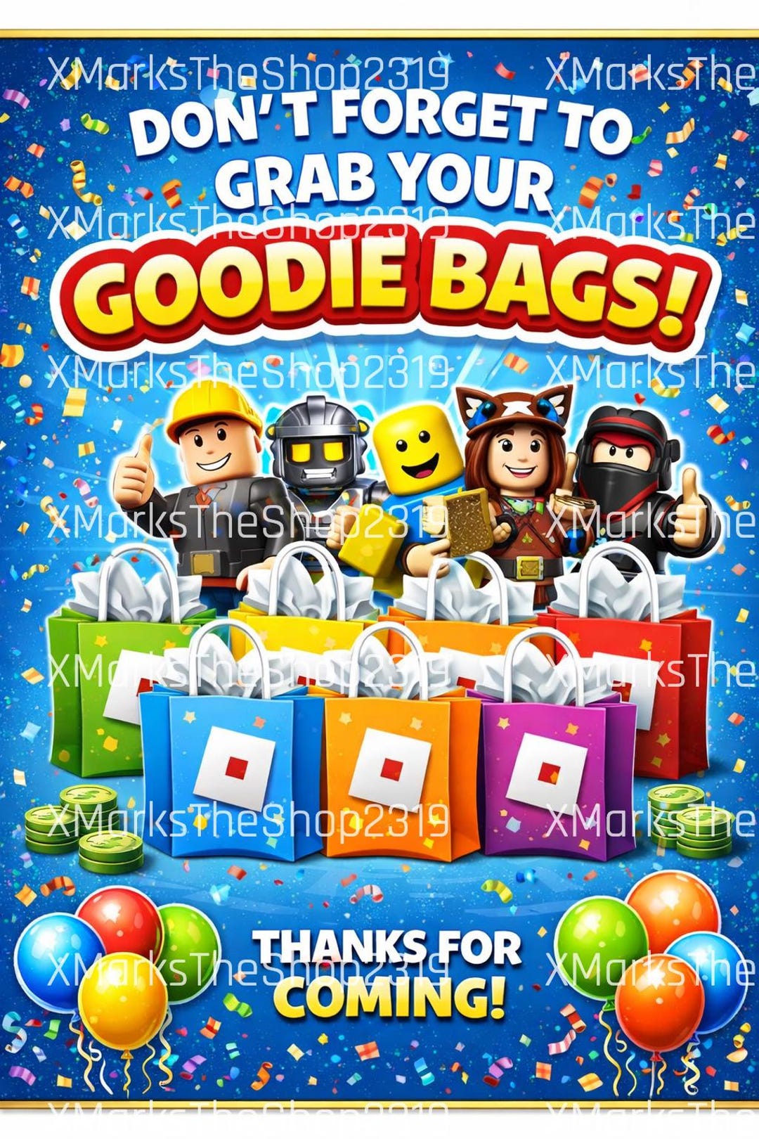Roblox Inspired Goodie Bag Sign | Printable Roblox Birthday Poster ...