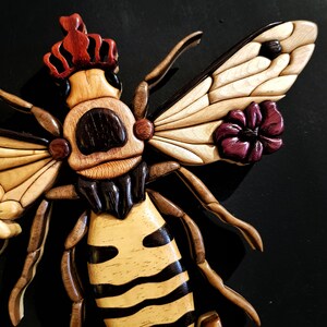 Unique Handmade Wood Intarsia Queen Bee With Flower Wings for Home ...