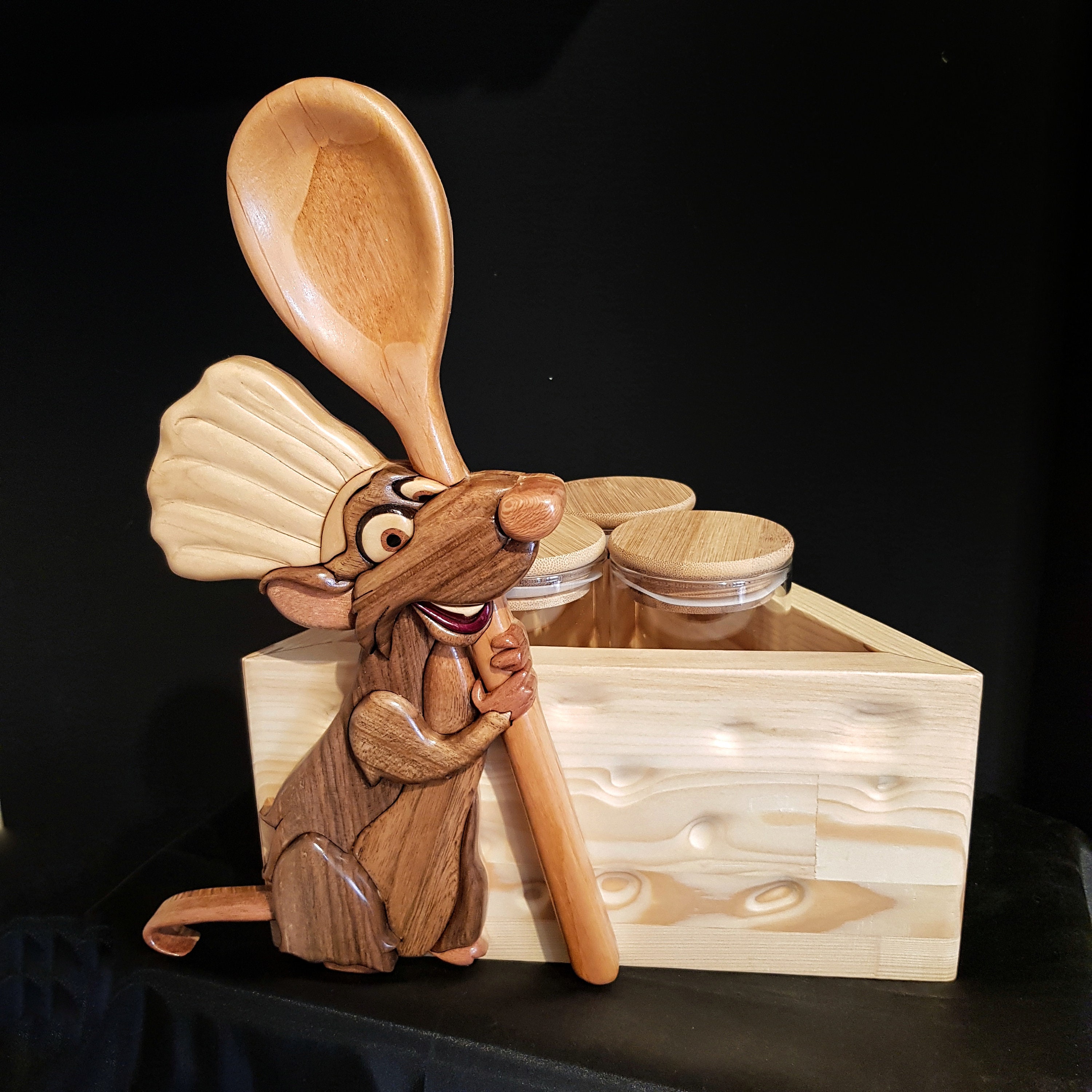 Handmade Intarsia Chef Spice Rack – Whimsical Wooden Kitchen Decor ...