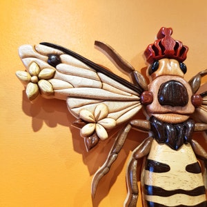 Unique Handmade Wood Intarsia Queen Bee With Flower Wings for Home ...