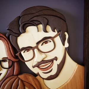 Custom Wooden Intarsia Family Portrait: Personalized Wood Wall Decor - Etsy