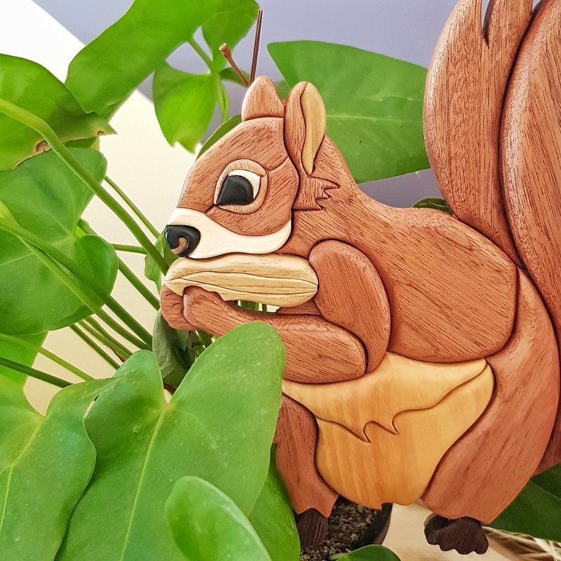 Squirrel Figurine House Warming Wall Decor Wooden Intarsia - Etsy