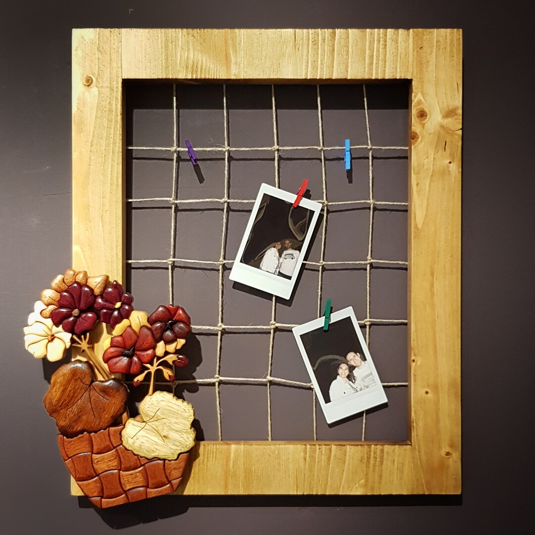 Geranium Wooden Intarsia Photo Frame, Picture Board, Picture Holder ...