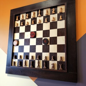 Chess Board Game Wall Decor, Wooden Chess Pieces, Gift for Chess Lover ...