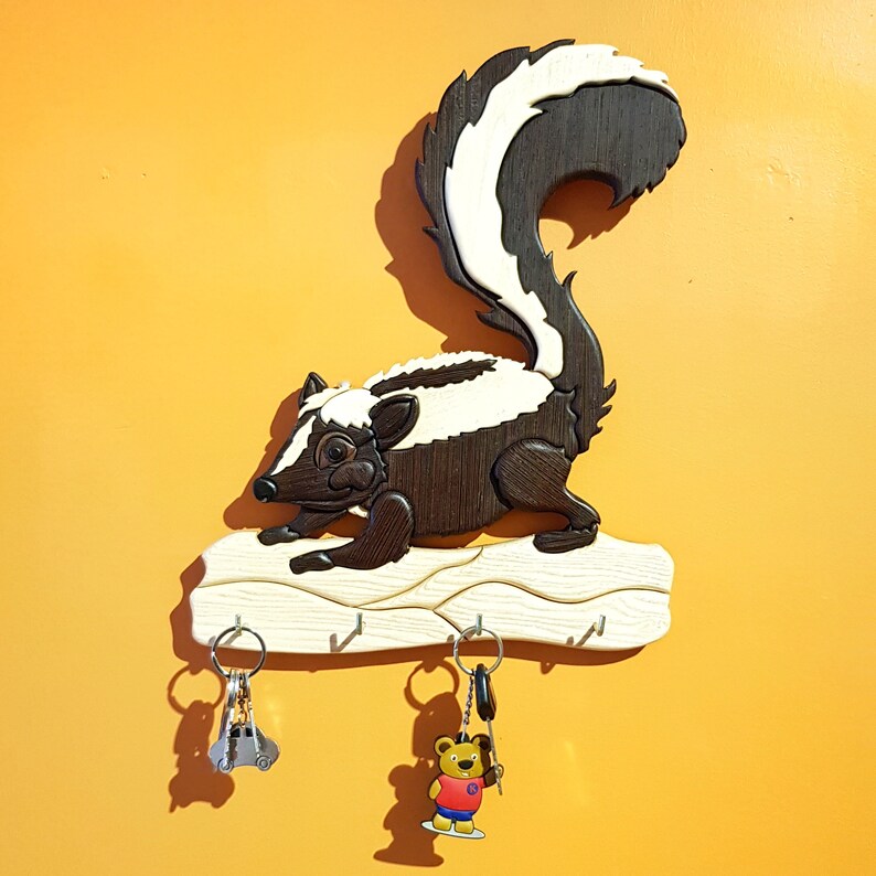 Squirrel Wooden Intarsia Key Holder House Warming Entryway - Etsy