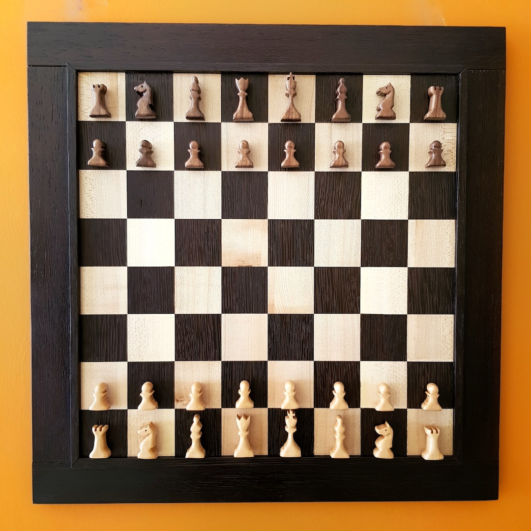 Chess Board Game Wall Decor, Wooden Chess Pieces, Gift for Chess Lover ...