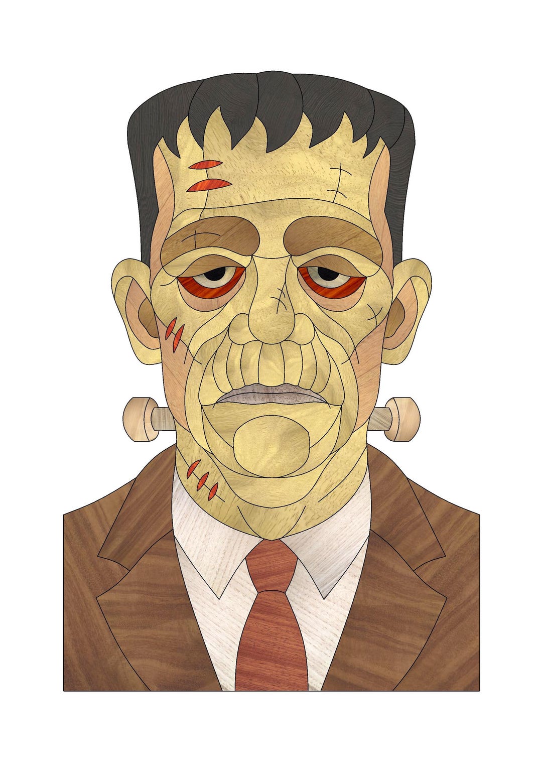 Frankenstein Intarsia Pattern PDF, Monster Woodworking Design ...