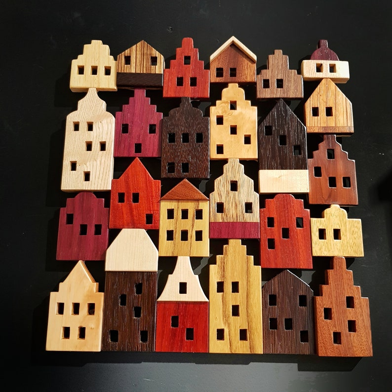 Stockholm Houses Intarsia Wood Wall Art: Handmade Nordic Cityscape - Etsy