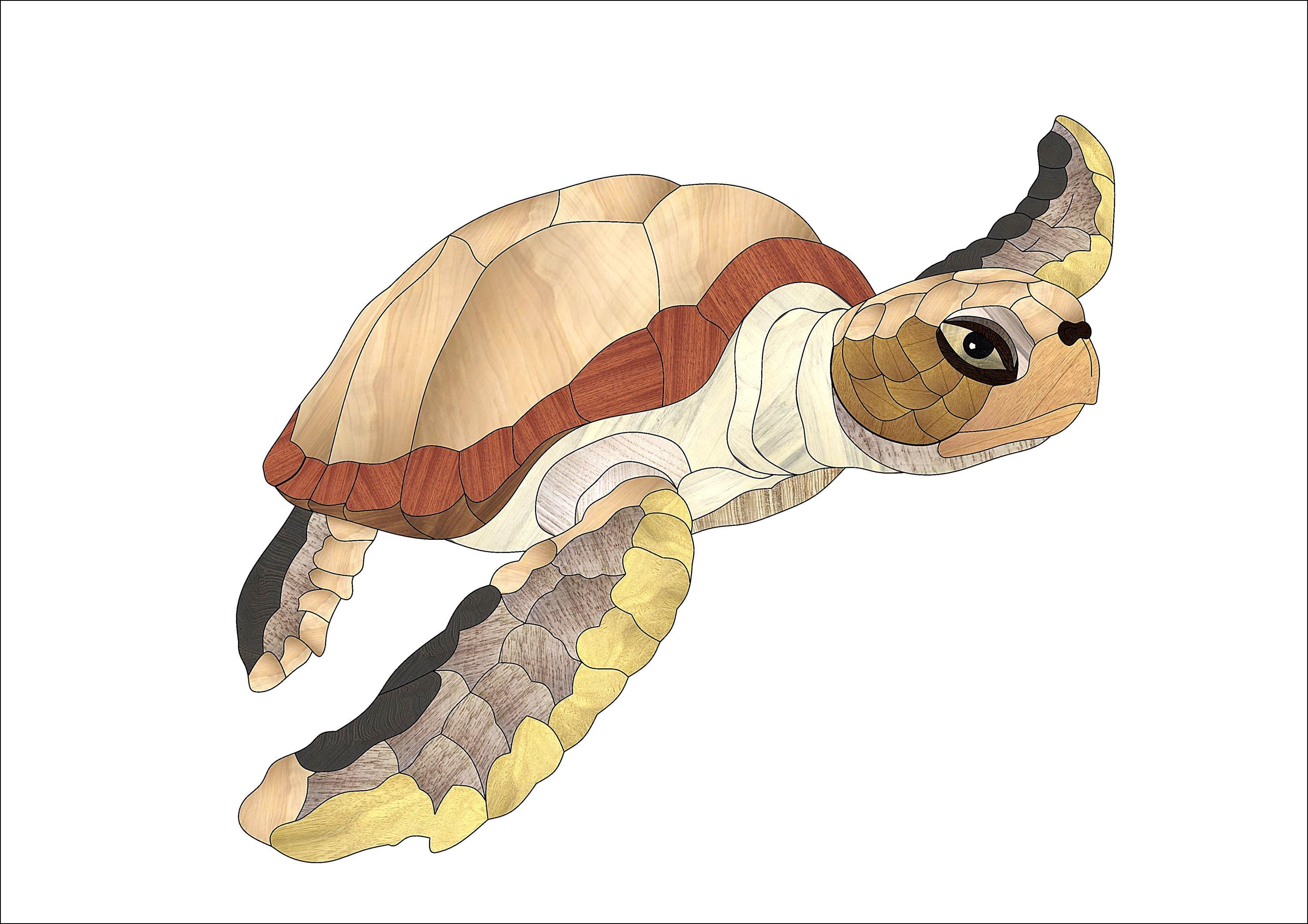 Sea Turtle Wooden Intarsia Pattern, Ocean Wildlife Wall Art PDF, Marine ...