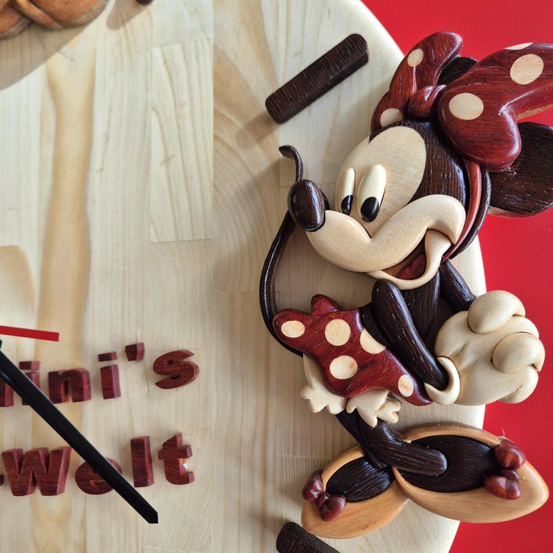 Handmade Wood Intarsia Cartoon Mouse Characters Clock, Personalized ...
