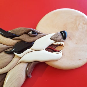 Howling Wolf Wood Intarsia Pattern for Wall Decor, Wooden Intarsia Pattern, Scroll Saw Pattern ...