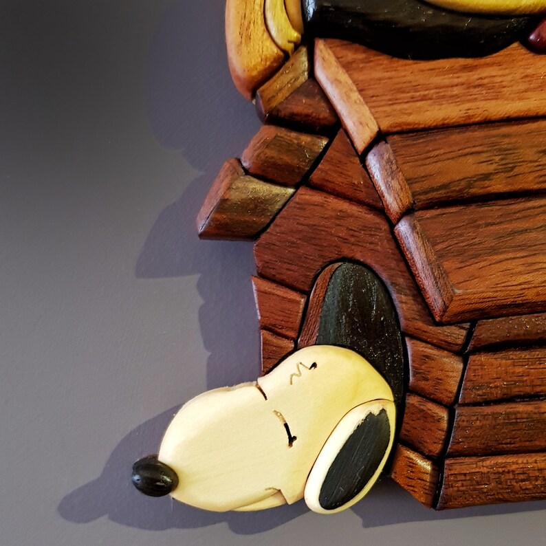 Handcrafted Beagle Dog and Boy Intarsia Art, Nostalgic Wooden Wall ...
