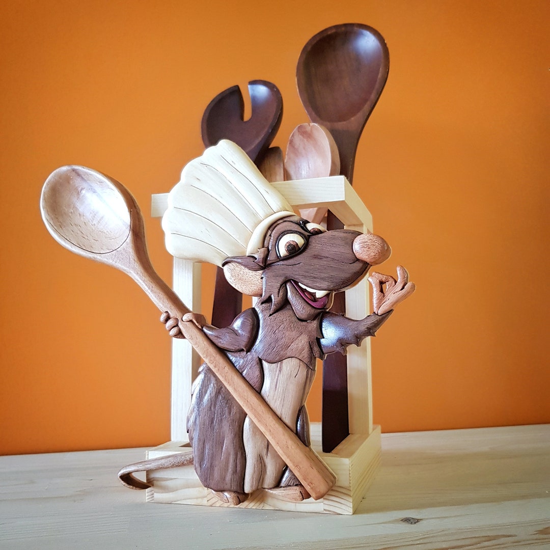 Chef Spoon Holder: Handmade Intarsia Ratatouille Fan Kitchen Decor - Etsy