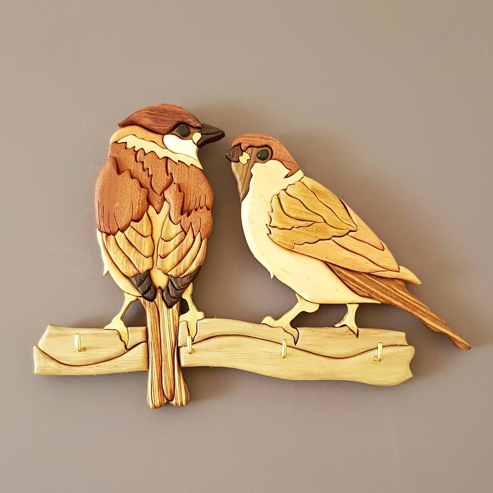 Squirrel Wooden Intarsia Key Holder House Warming Entryway - Etsy