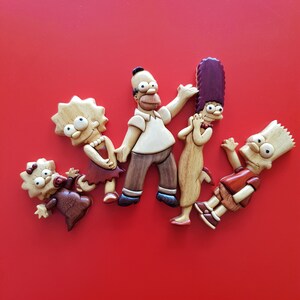 Cartoon Family Wooden Intarsia Wall Clock: Handcrafted 3D Timepiece - Etsy