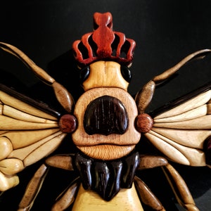 Unique Handmade Wood Intarsia Queen Bee With Flower Wings for Home ...