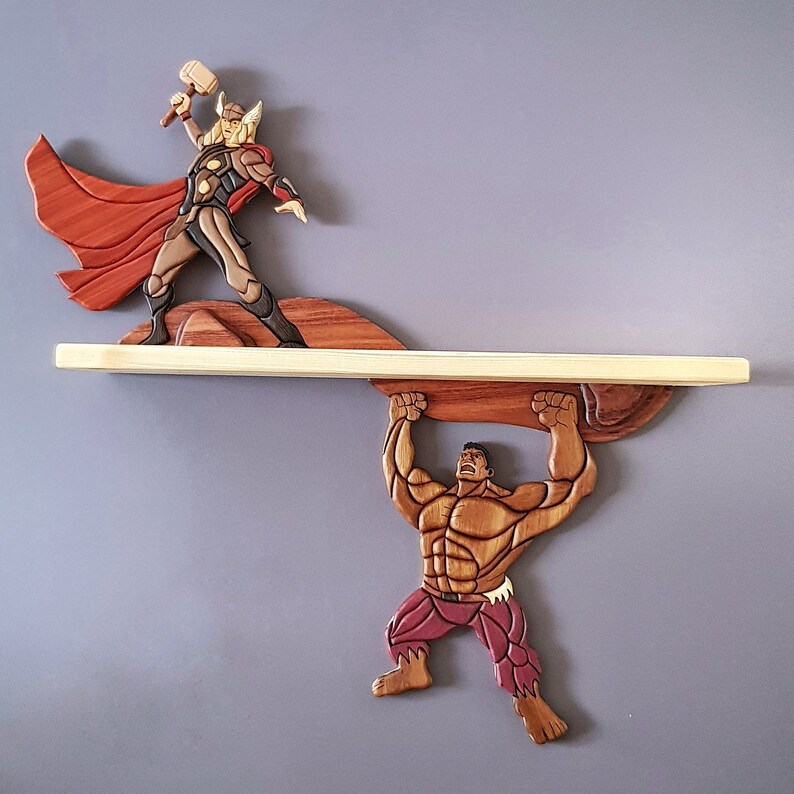 Heroes Hulk and Thor Wooden Wall Decor Shelf Kids Room - Etsy