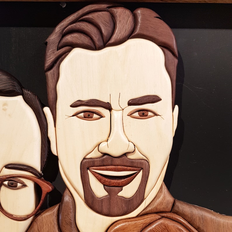 Custom Wood Intarsia Family Portrait: Personalized Wooden Wall Art - Etsy
