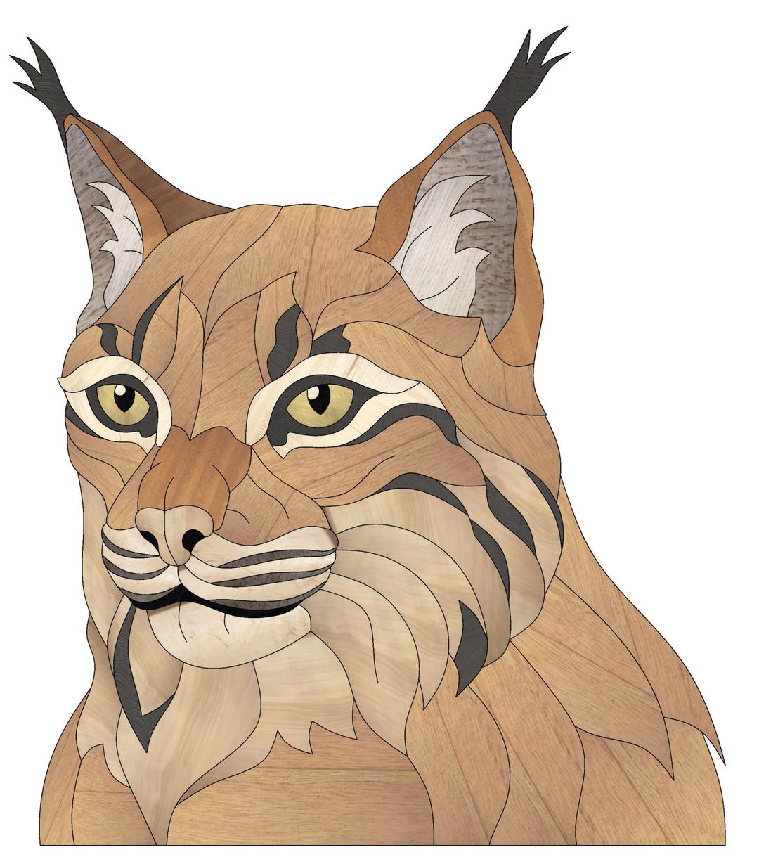 Lynx Intarsia Pattern PDF, Wild Animal Woodworking Design With Forest ...