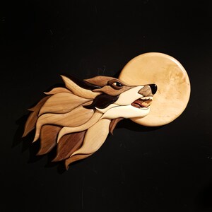 Howling Wolf Wood Intarsia Pattern for Wall Decor, Wooden Intarsia Pattern, Scroll Saw Pattern ...
