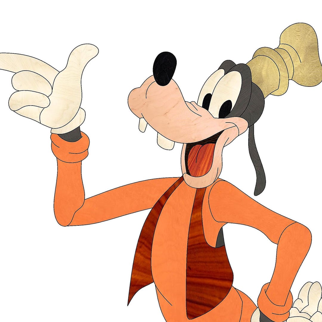 Goofy Intarsia Woodworking Pattern, Cartoon Wall Art, Whimsical Door ...