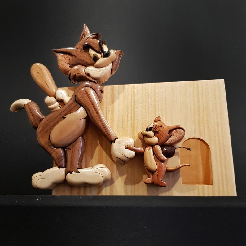 Cat and Mouse Intarsia Pattern, Cartoon Woodworking Art, Digital PDF ...