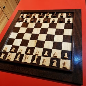 Chess Board Game Wall Decor, Wooden Chess Pieces, Gift for Chess Lover ...