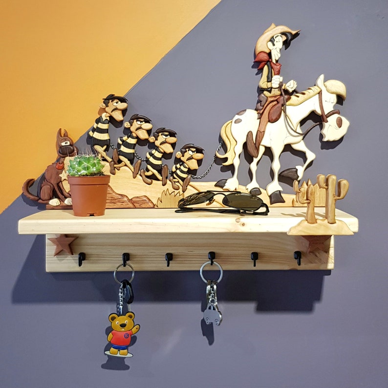 Cowboys Intarsia Key Holder Scroll Saw Pattern: Lucky Luke (PDF Pattern ...