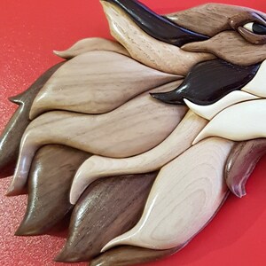 Howling Wolf Wood Intarsia Pattern for Wall Decor, Wooden Intarsia ...