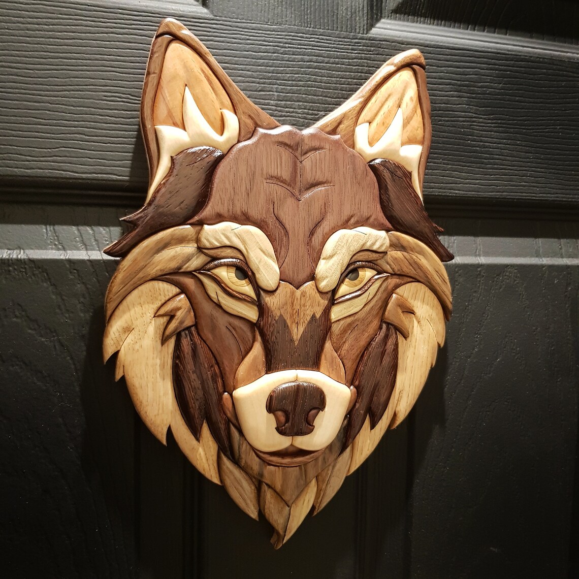Wild Wolf Wooden Intarsia Home Decor Gift for Him Wild Wolf - Etsy