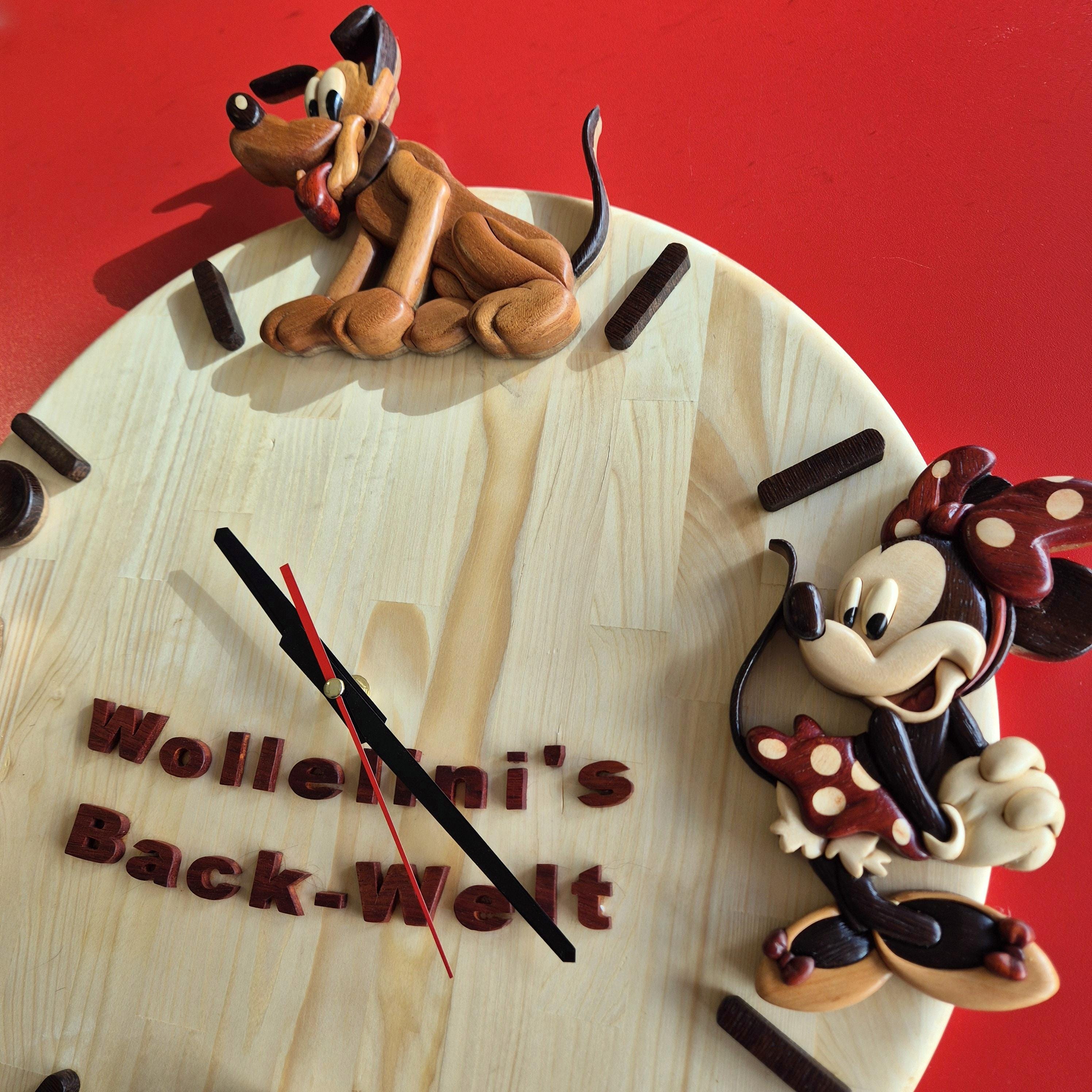 Handmade Wood Intarsia Cartoon Mouse Characters Clock, Personalized ...